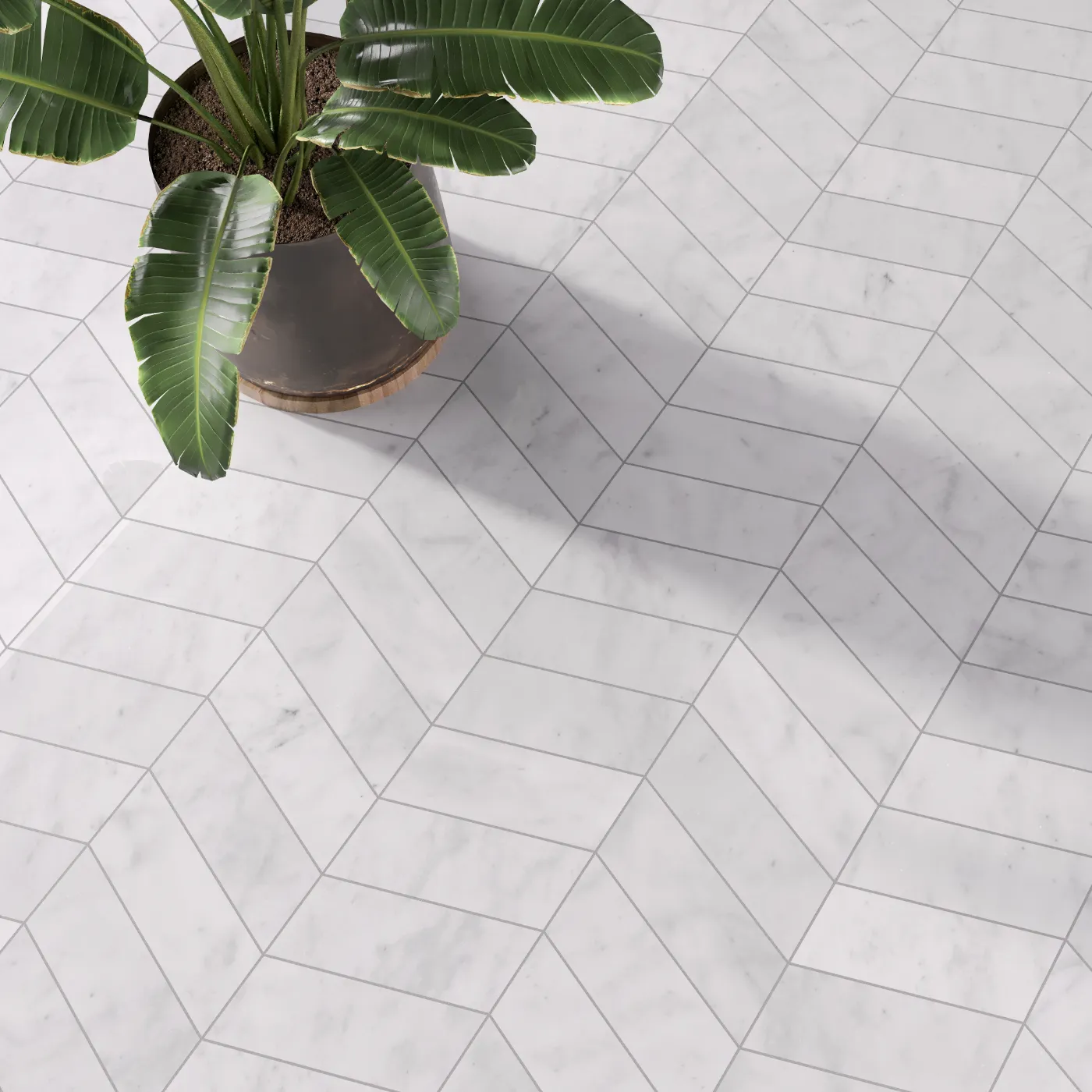 Carrara White Chevron Marble Tile Polished | Ionic Stone