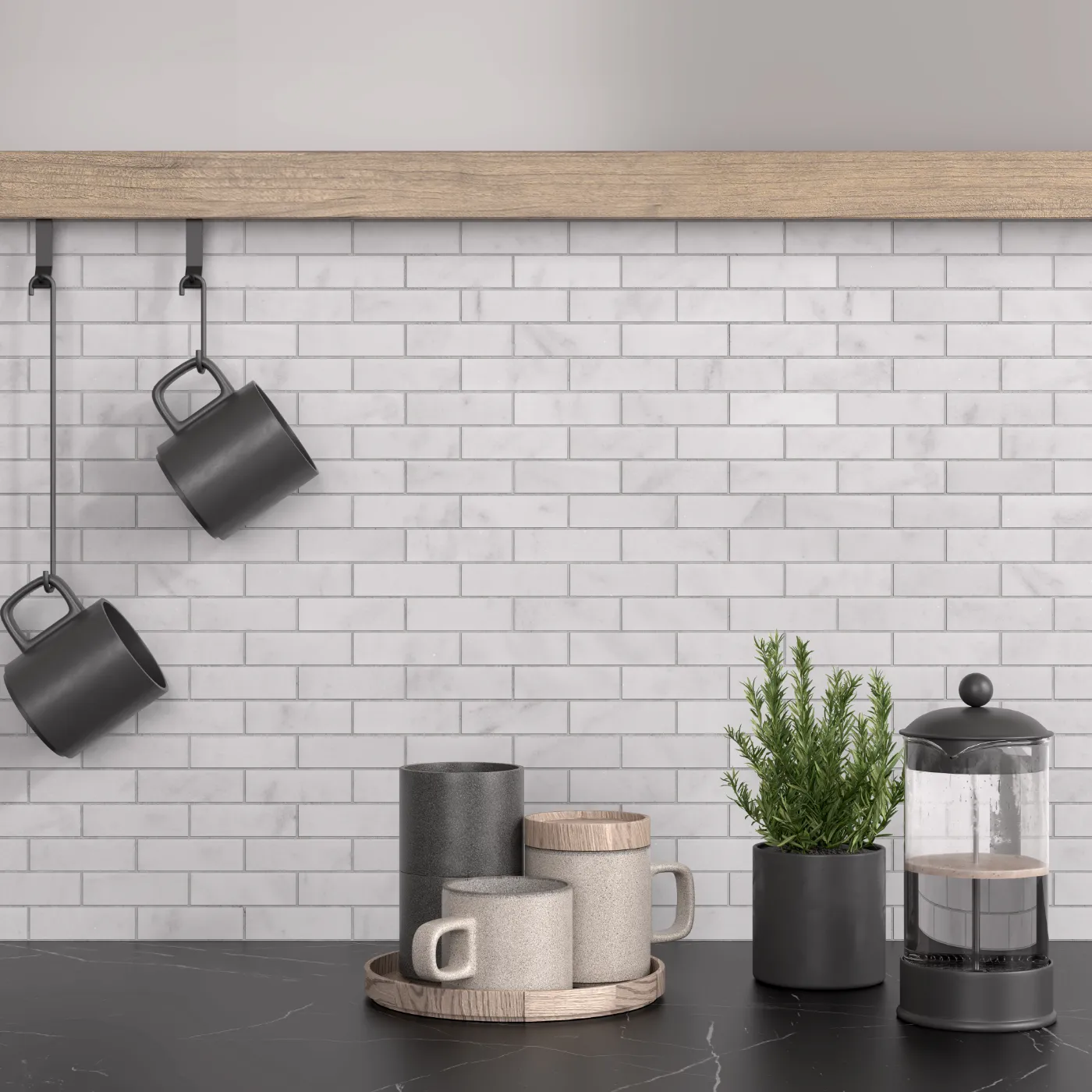 Carrara White Marble Brick Mosaic Tile Honed | Ionic Stone