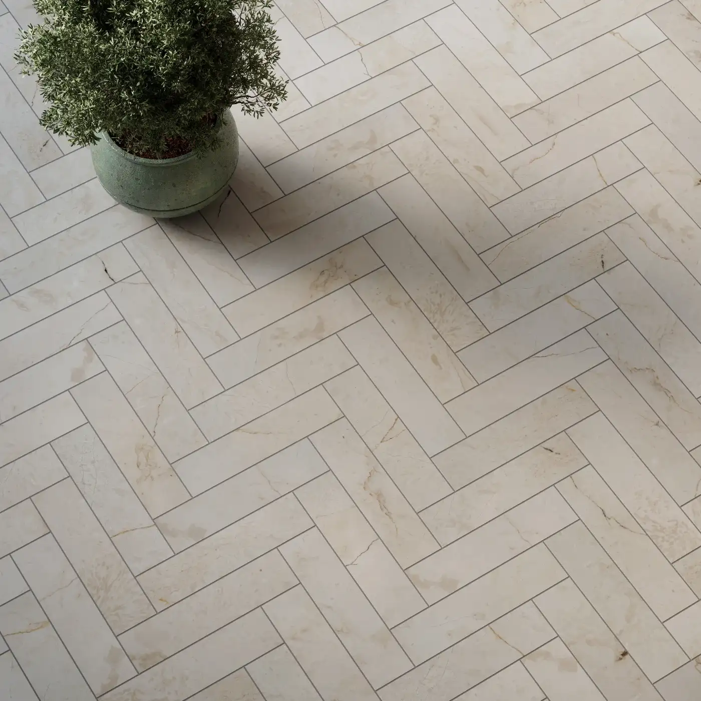 Crema Marfil Herringbone Marble Tile Honed | Ionic Stone