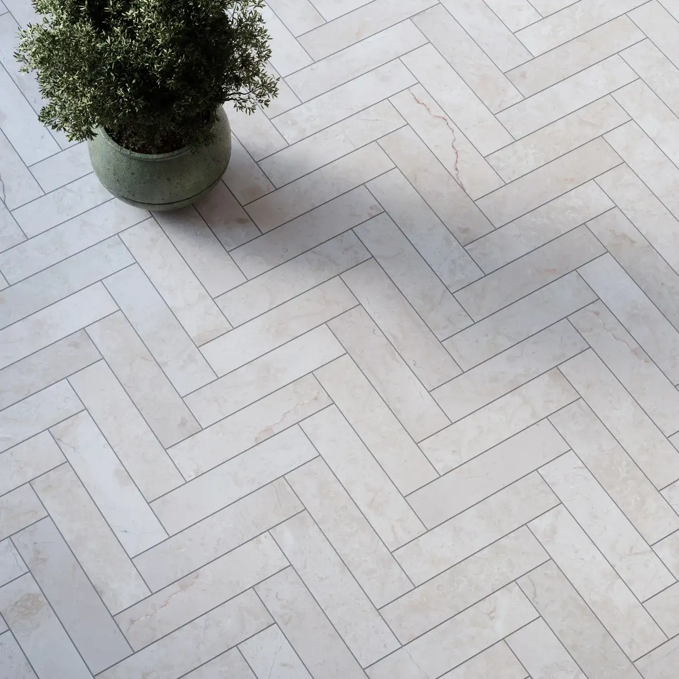 Crema Marfil Herringbone Marble Tile Honed | Ionic Stone