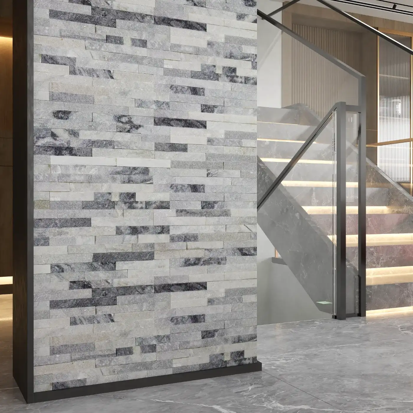 Glacier Grey Slate Riven Tile Split Face | Ionic Stone