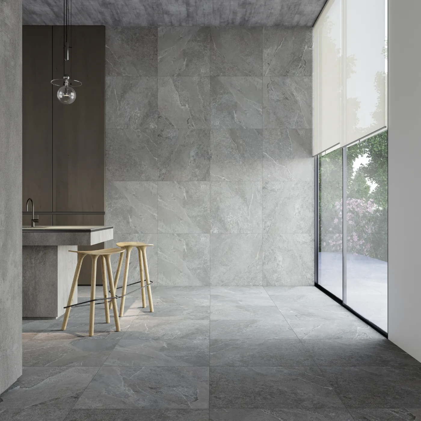 Just Ash Grey Stone Effect Rectified Matt Porcelain Tile | Ionic Stone