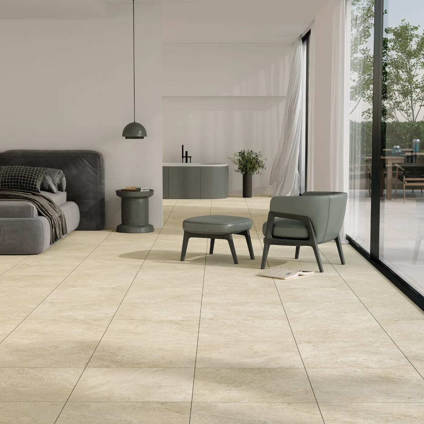 Just Cream Stone Effect Rectified Matt Porcelain Tile | Ionic Stone