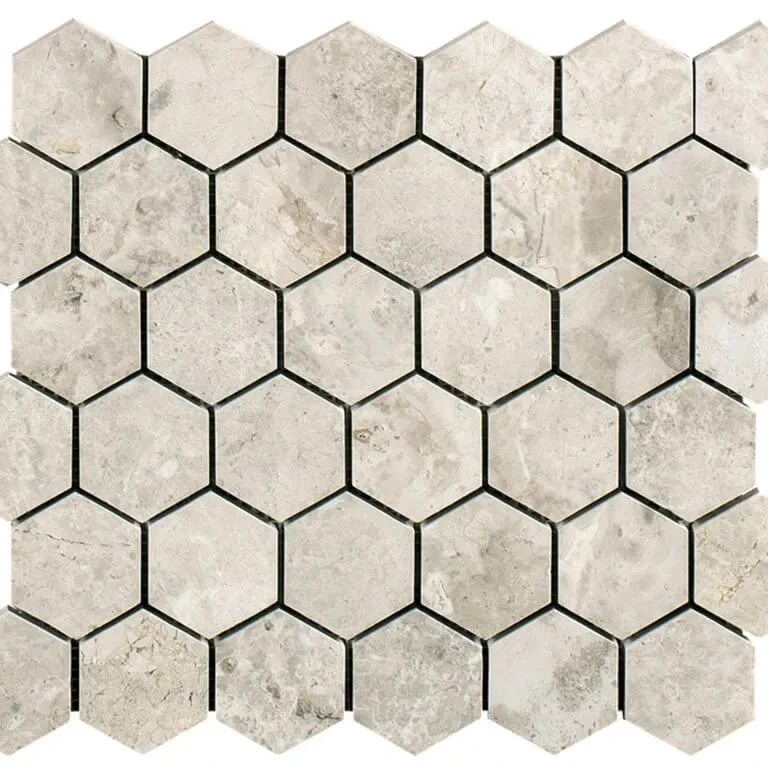 Silver Light Grey Hexagon Marble Tile Honed | Ionic Stone