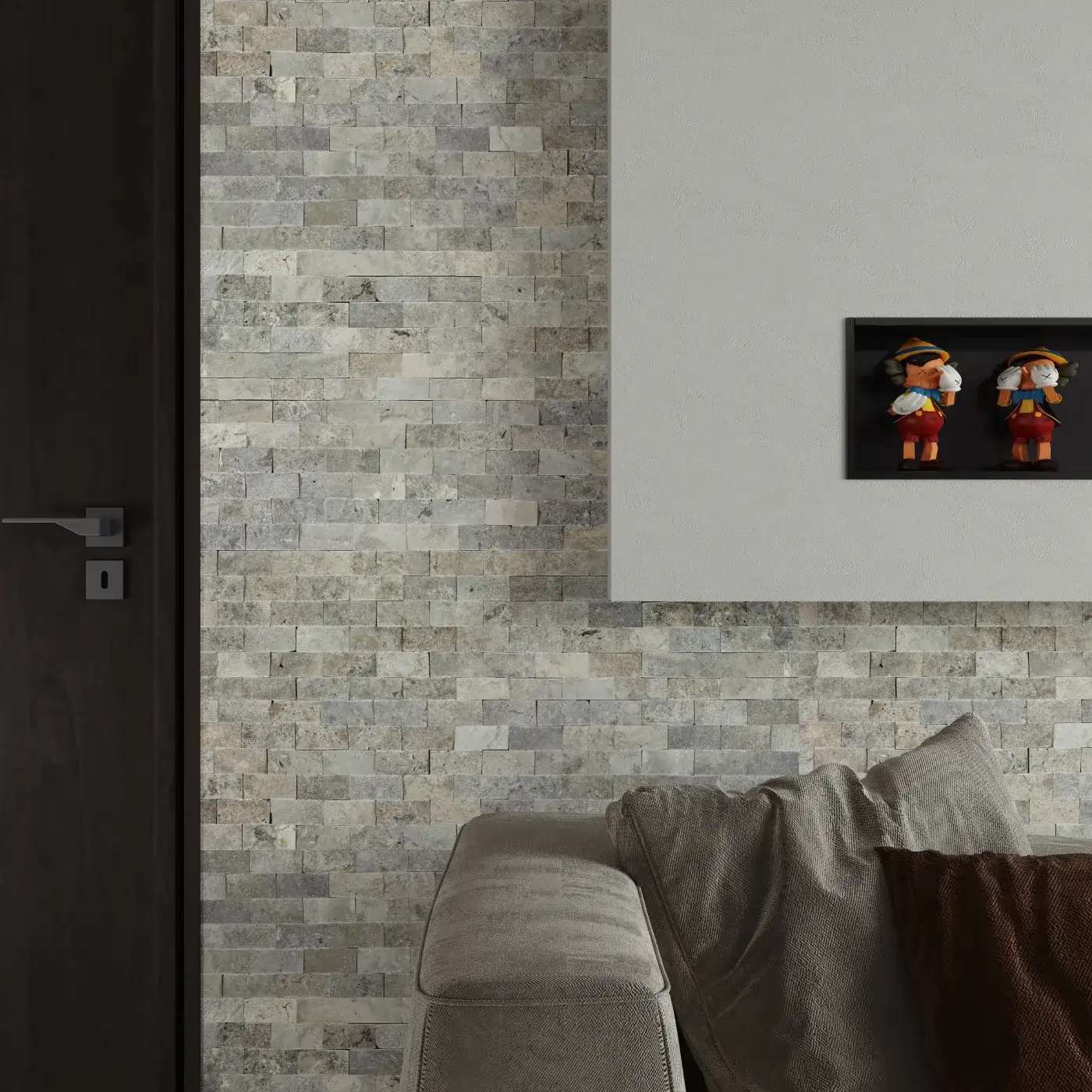 Silver Travertine Tile Split Face 3D Effect | Ionic Stone